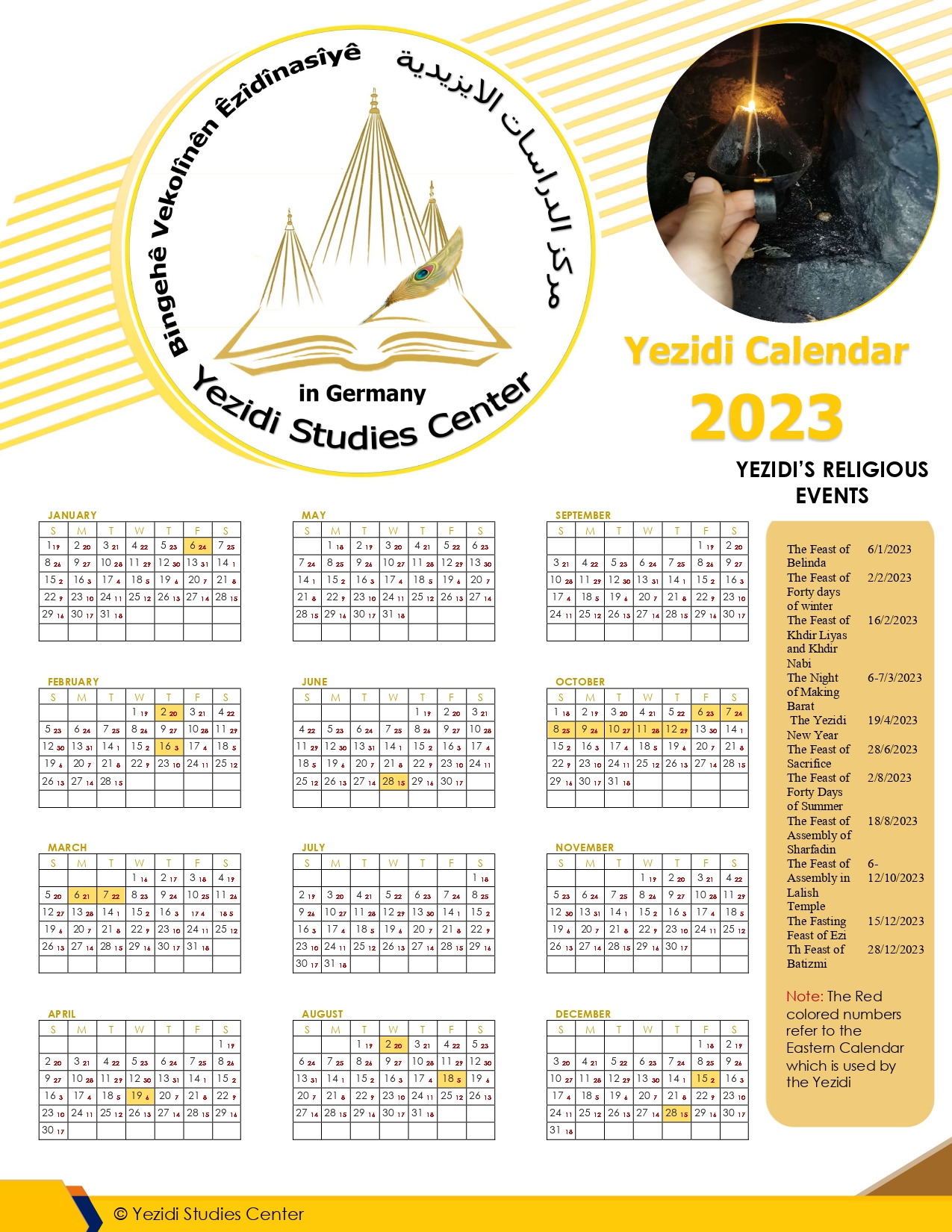 Yezidi Calendar of 2023 : Produced by Yezidi Stduies Center – Yezidi ...